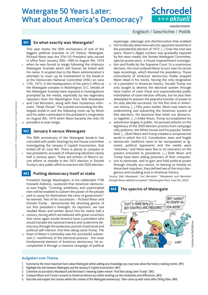 Watergate 50 years later: What about America's Democracy? - - Englisch ...