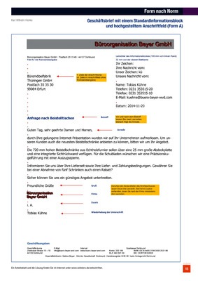 Form nach Norm - Geschäftsbrief mit einem Standardinformationsblock und ...