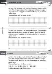 Themenwelt der Zahl: Aufgabe der Woche 36/2017 - Zahlen und Operationen: Sachaufgabe zum ...