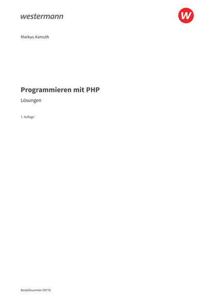 Programmieren mit PHP - Lösungen Download - 1. Auflage 2021 – Westermann