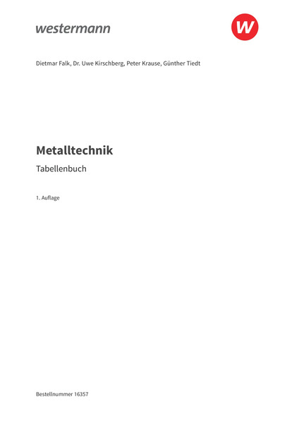 Metalltechnik - Tabellenbuch - Metall SMART Lernen - 1. Auflage 2025 – Westermann