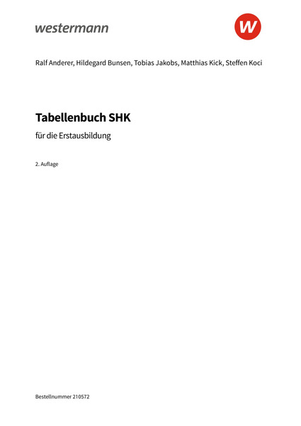 Tabellenbuch SHK für die Erstausbildung - Tabellenbuch - 2. Auflage 2025 – Westermann