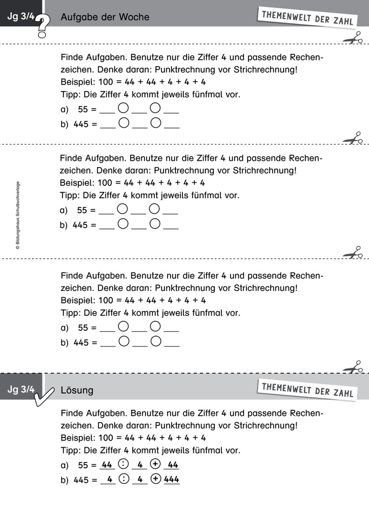 Themenwelt der Zahl: Aufgabe der Woche 20/2016 - Zahlen und Operationen ...
