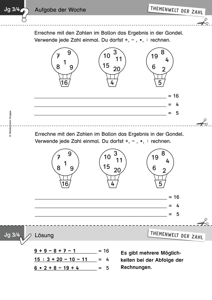 Themenwelt der Zahl: Aufgabe der Woche 44/2017 - Zahlen und Operationen ...