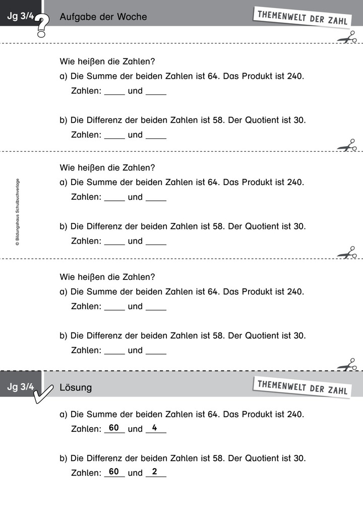 Themenwelt der Zahl: Aufgabe der Woche 42/2016 - Zahlen und Operationen ...