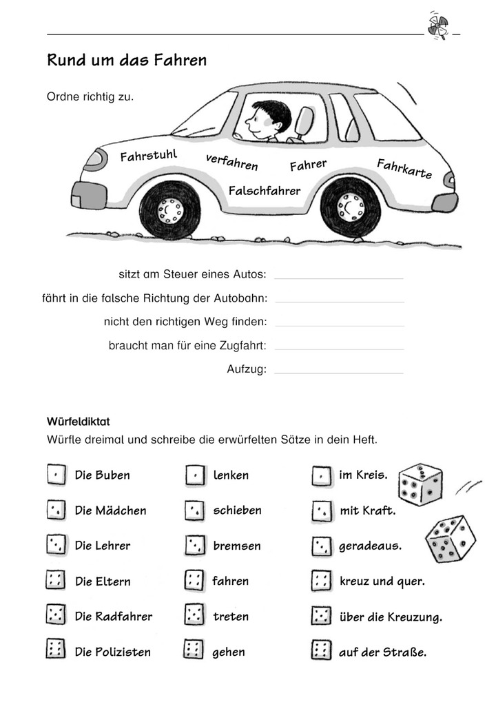 Rund um das Fahren - Wortfamilie FAHREN, Würfeldiktat: Verlage der ...