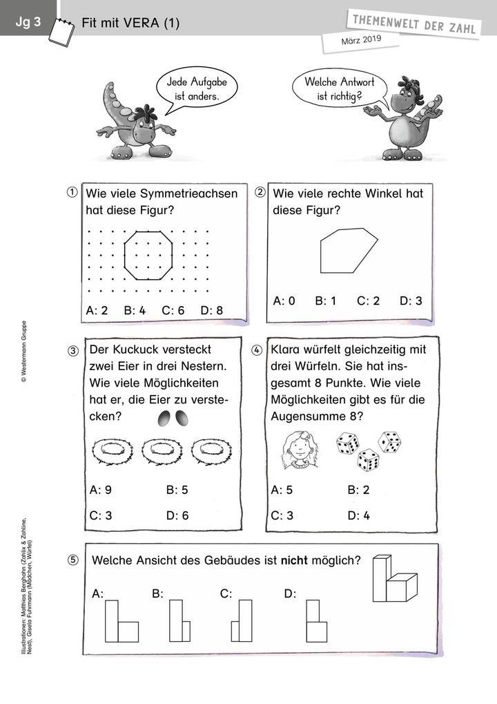 Themenwelt der Zahl: VERA - Kopiervorlage - Monatsspecial März 2019 ...