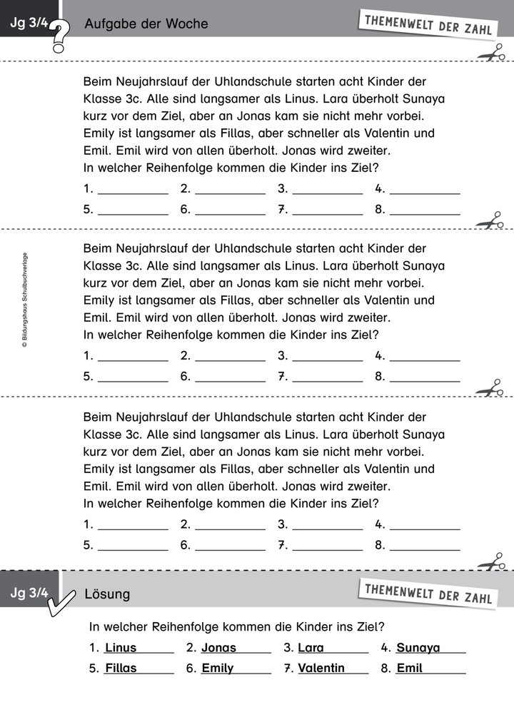 Themenwelt der Zahl: Aufgabe der Woche 52/2016 - Sachrechnen - Logelei ...