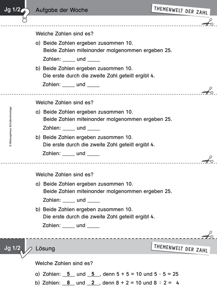 Themenwelt der Zahl: Aufgabe der Woche 39/2016 - Zahlen und Operationen ...